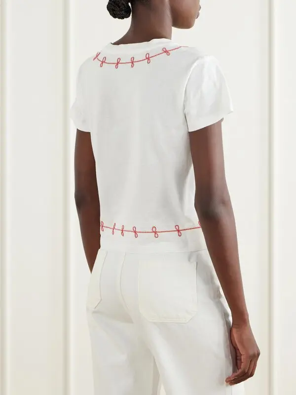 BODE Lasso Embroidered Cotton-jersey T-shirt - White