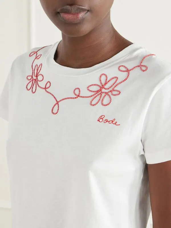 BODE Lasso Embroidered Cotton-jersey T-shirt - White