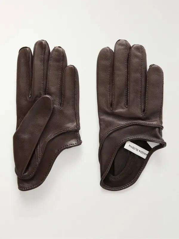 Magda Butrym Leather Paneled Gloves - Brass
