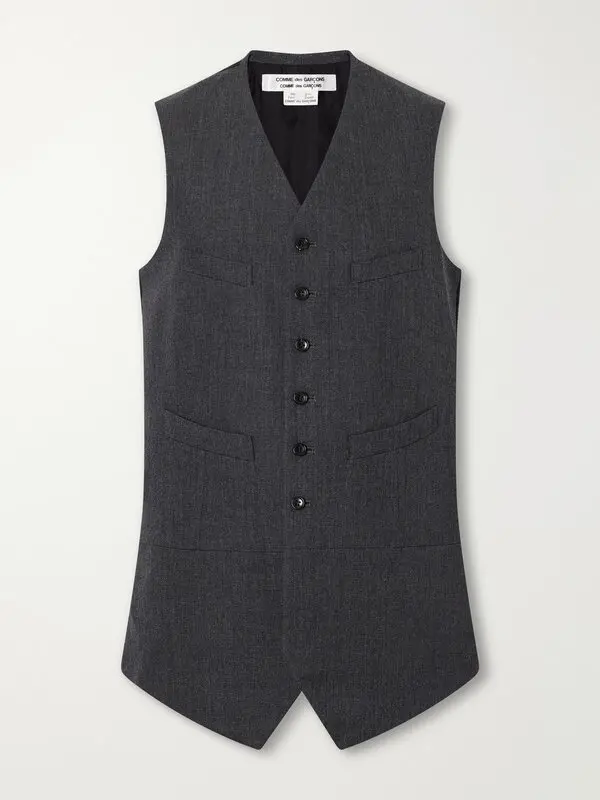Comme Des Garçons Wool-gabardine And Taffeta Vest - Gray
