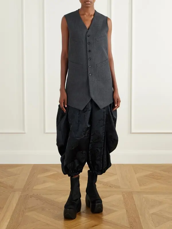 Comme Des Garçons Wool-gabardine And Taffeta Vest - Gray