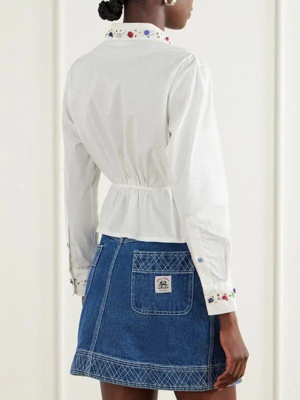 BODE Button Jar Embellished Cotton Blouse