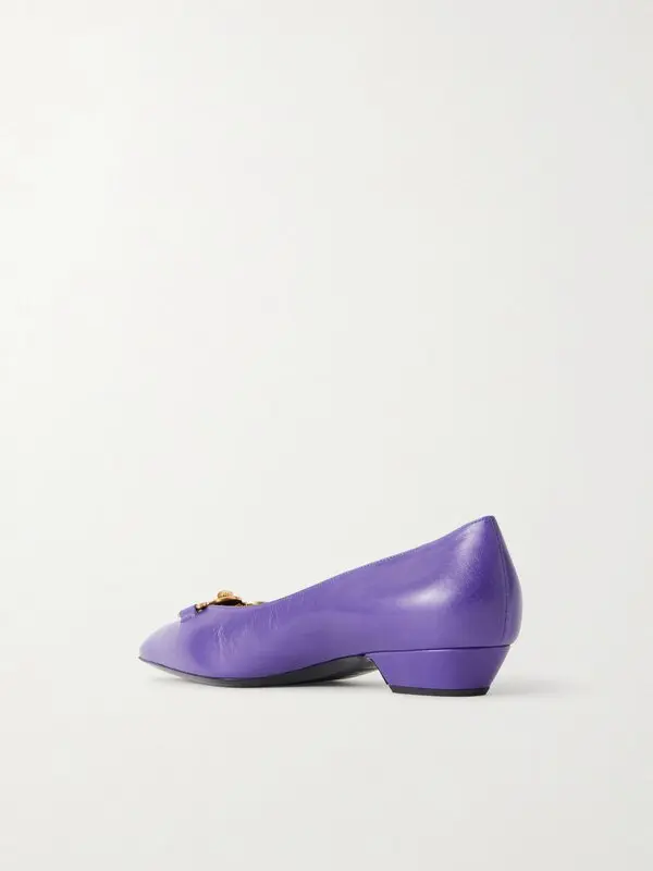 Versace Medusa-embellished Leather Ballet Flats