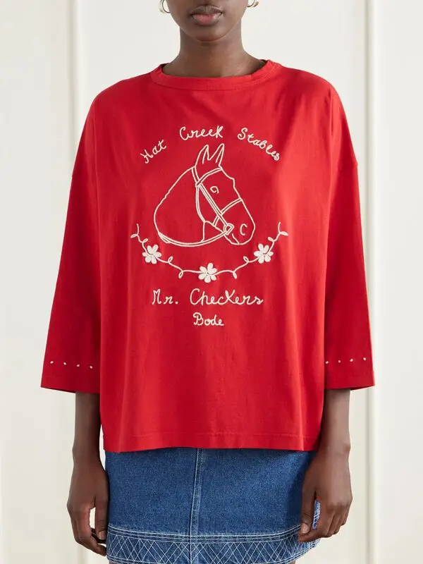 BODE Stables Embroidered Cotton-jersey T-shirt