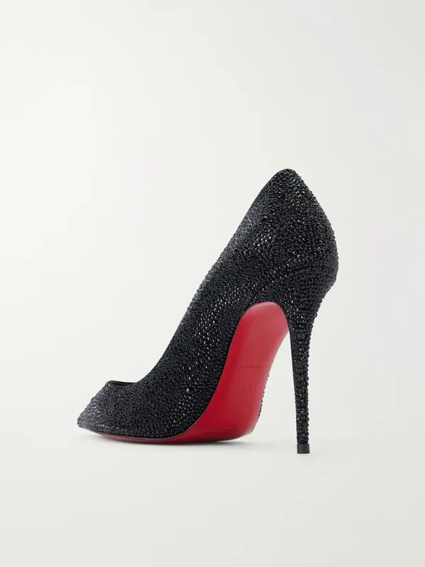 CHRISTIAN LOUBOUTIN La Pigalle 100 Crystal-embellished Leather Pumps