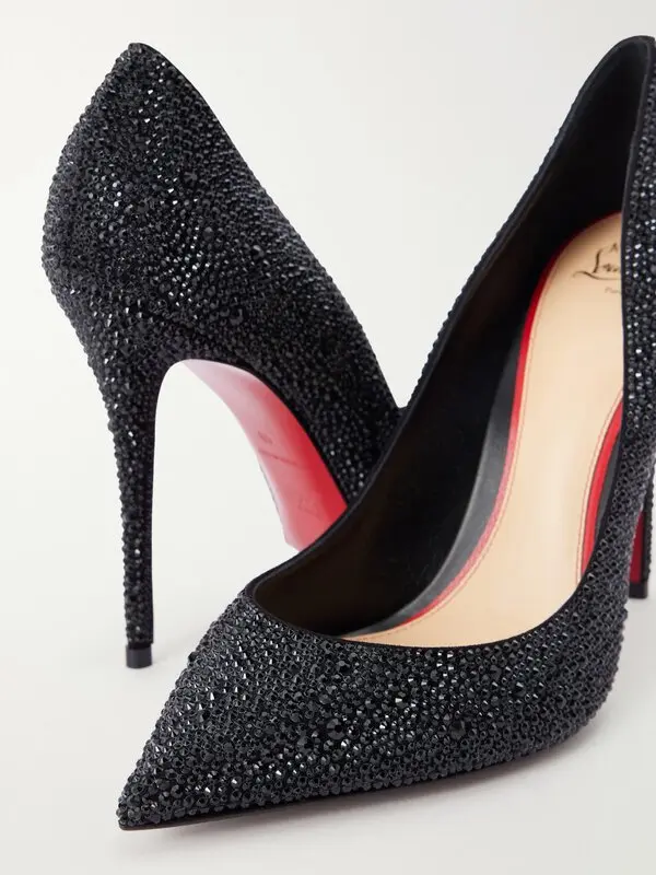 CHRISTIAN LOUBOUTIN La Pigalle 100 Crystal-embellished Leather Pumps