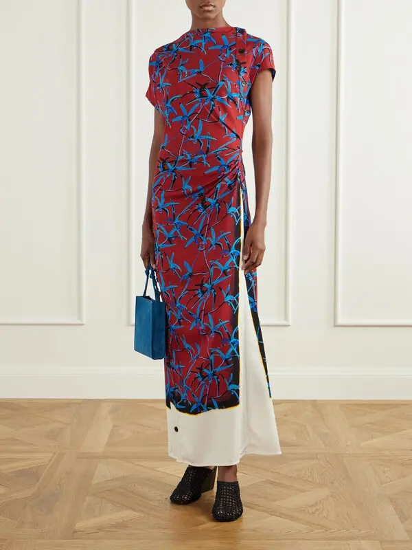 Proenza Schouler Anais Printed Stretch-cady Maxi Dress - Red