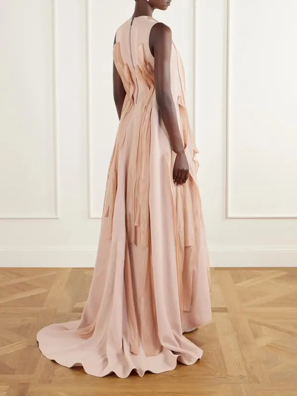 Maticevski Beseech Draped Pleated Crepe And Satin Gown