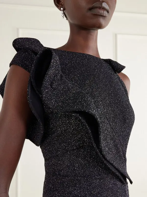 Maticevski Flashpoint Asymmetric Ruffled Lurex Gown