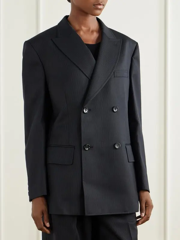 Junya Watanabe Pinstriped Wool-blend Double-breasted Blazer