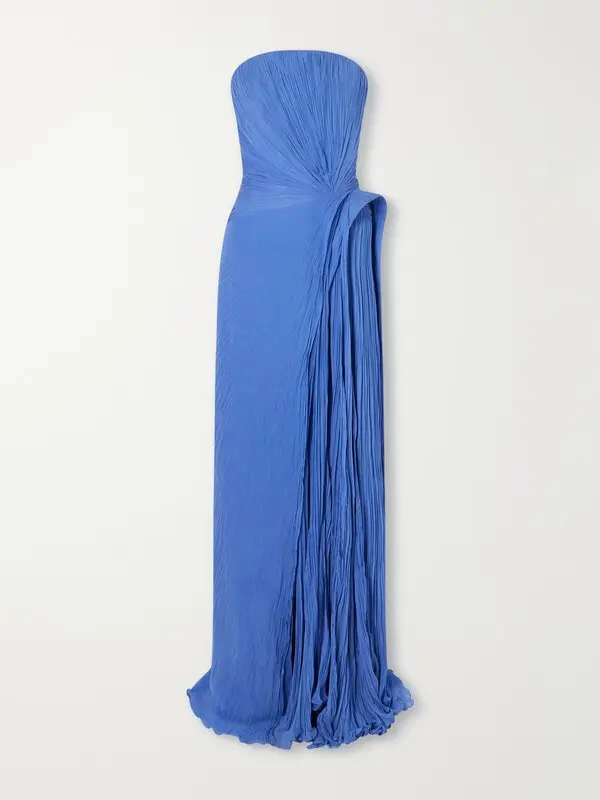 MARMAR HALIM Strapless Plissé Gown