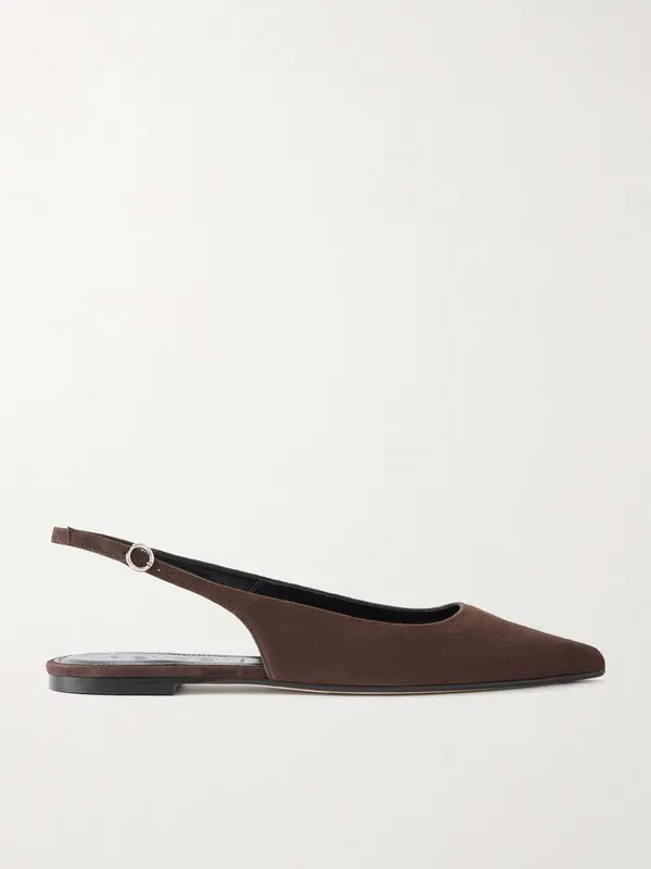 AeydĒ Annora Suede Slingback Flats - Chocolate