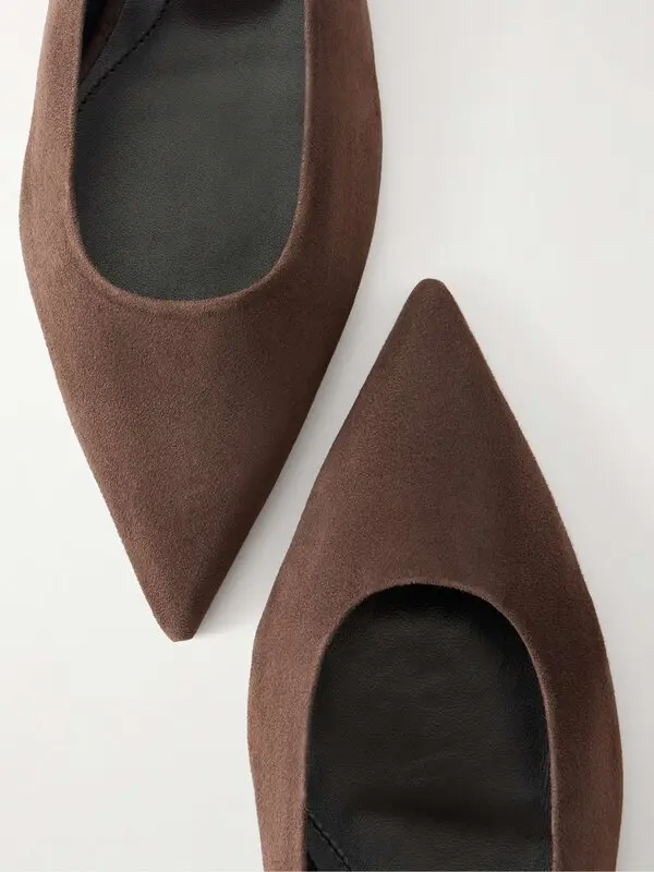 AeydĒ Annora Suede Slingback Flats - Chocolate