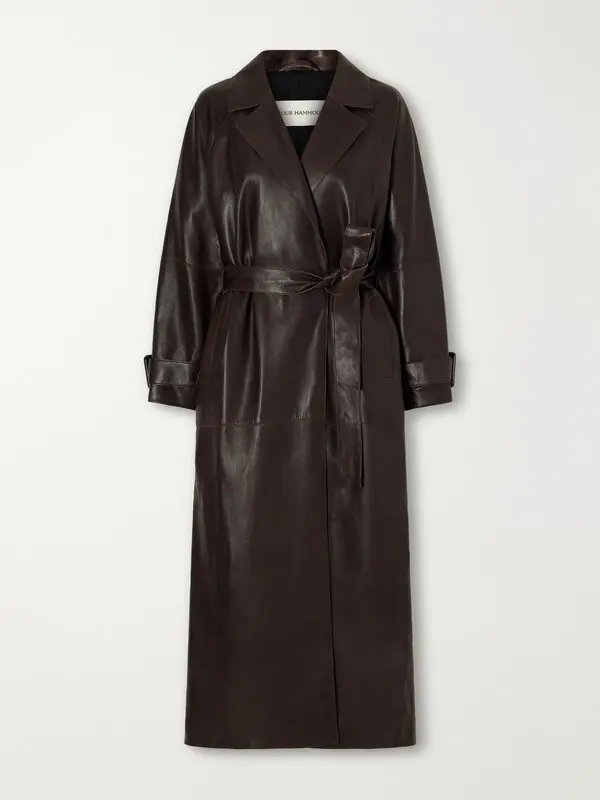 Nour Hammour Staley Belted Leather Coat