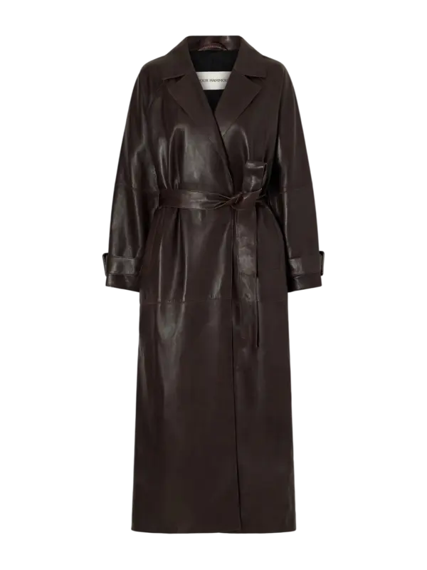 Nour Hammour Staley Belted Leather Coat - Brown