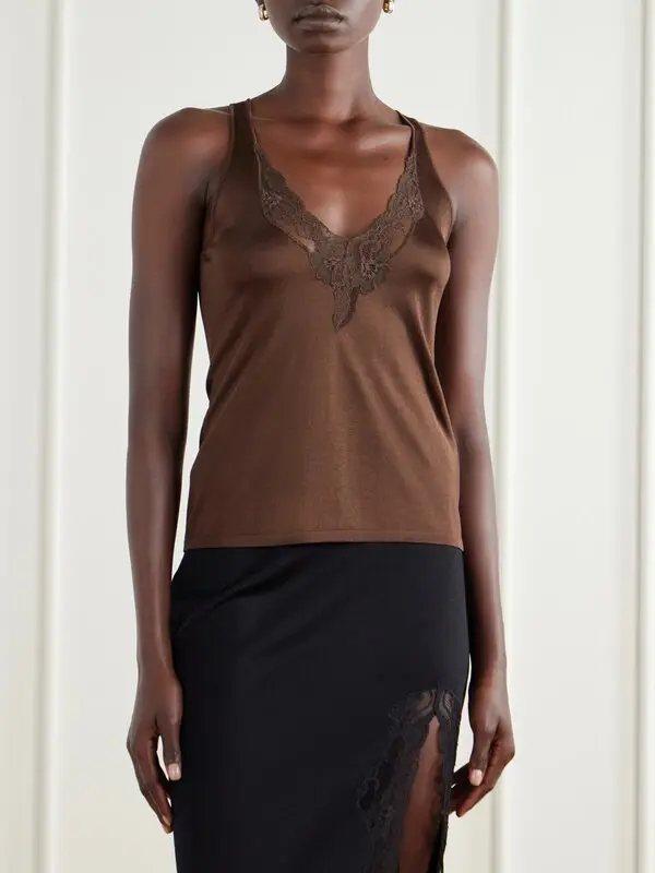 Balmain Lace-trimmed Knitted Tank