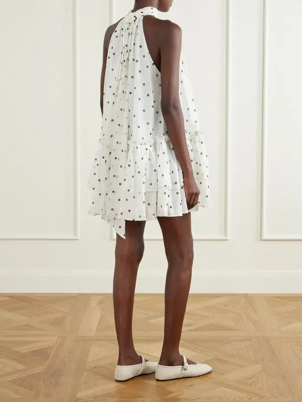 Aje Amily Tiered Polka-dot Lyocell-blend Mini Dress