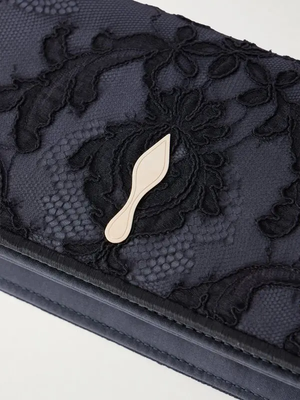 CHRISTIAN LOUBOUTIN Bettina Lace-trimmed Satin Clutch - Black