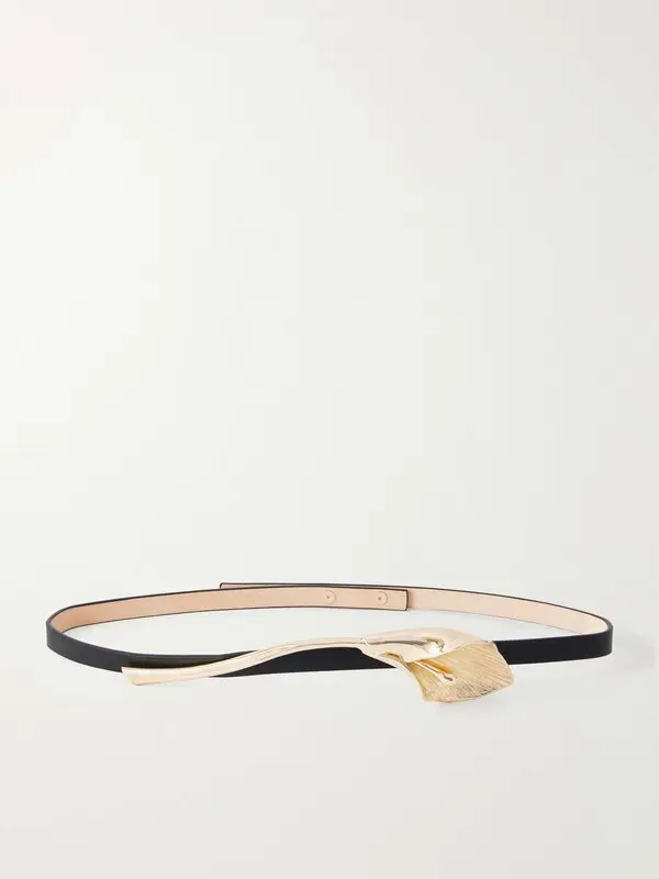 Carolina Herrera Calla Lily Embellished Leather Belt