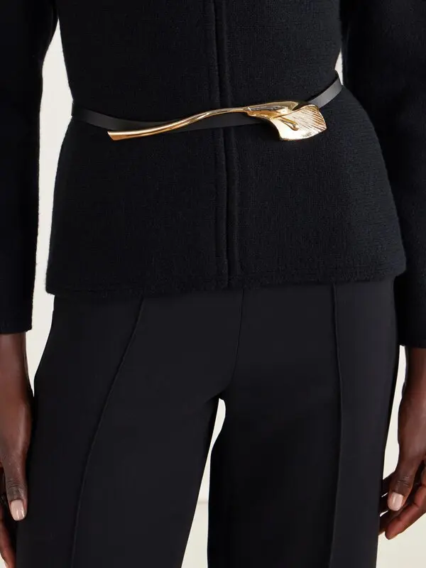 Carolina Herrera Calla Lily Embellished Leather Belt
