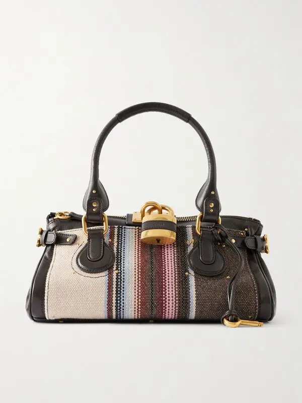 Chloé Paddington Leather-trimmed Striped Tweed Shoulder Bag - Multi