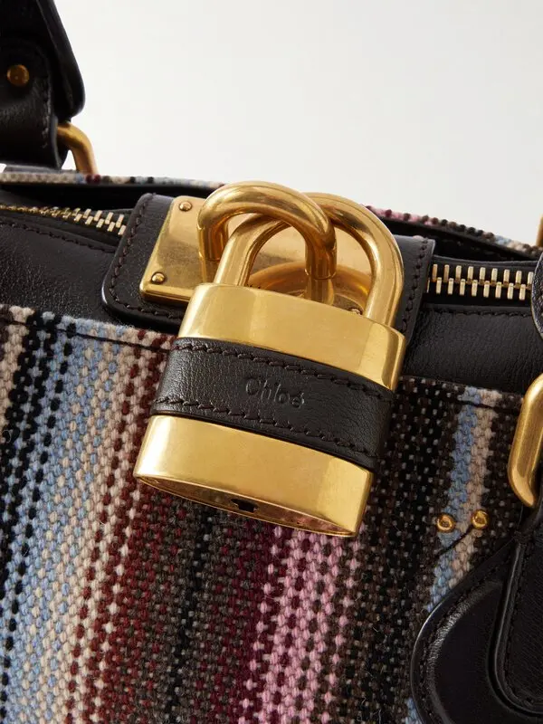 Chloé Paddington Leather-trimmed Striped Tweed Shoulder Bag