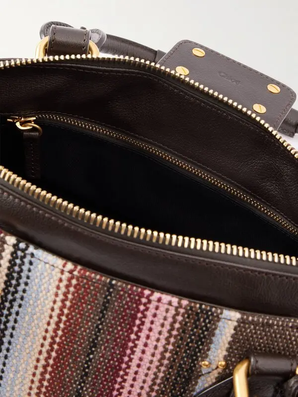 Chloé Paddington Leather-trimmed Striped Tweed Shoulder Bag