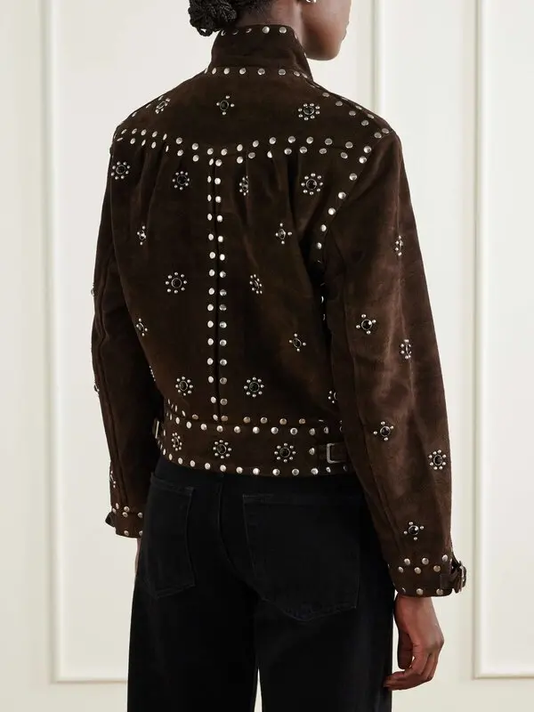 BODE Howard Studded Suede Jacket - Dark Brown