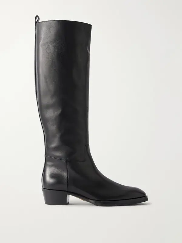 JIMMY CHOO Mave 45 Leather Knee Boots - Black
