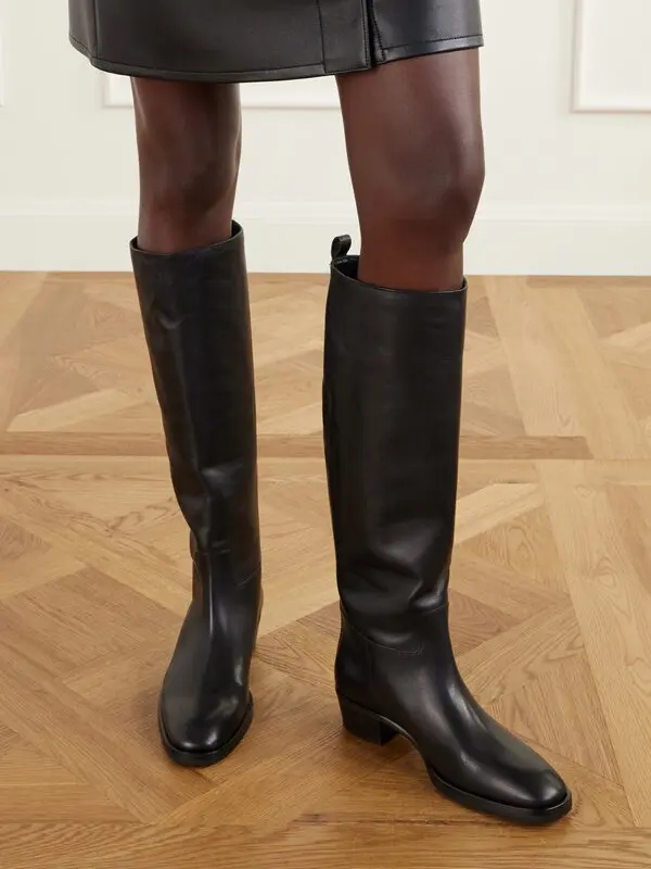 JIMMY CHOO Mave 45 Leather Knee Boots - Black