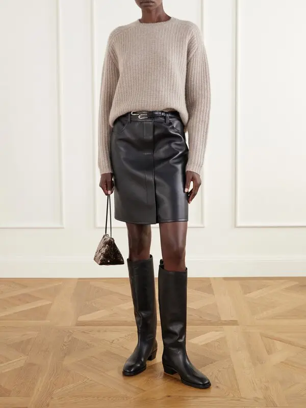 JIMMY CHOO Mave 45 Leather Knee Boots - Black
