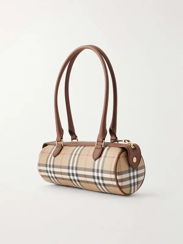 Burberry Barrel Mini Checked Coated-canvas Shoulder Bag - Beige