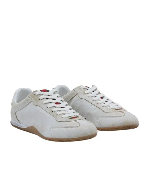 Gucci Distressed Effect Lace-up Sneakers - Gray