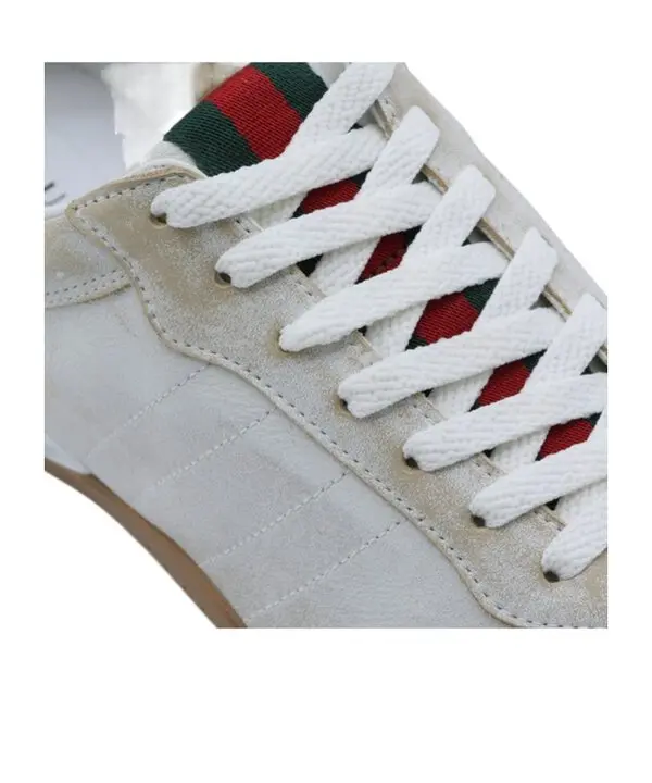 Gucci Distressed Effect Lace-up Sneakers - Gray