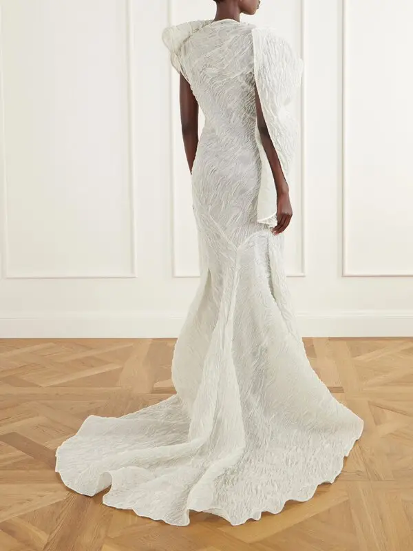 Maticevski Radiance Asymmetric Draped Chiffon-jacquard Gown