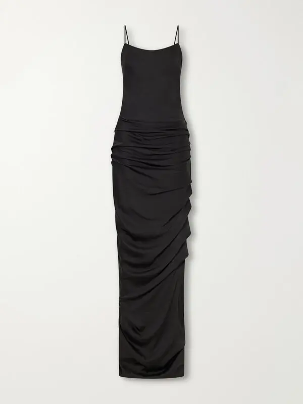 MARMAR HALIM Draped Satin Gown - Black