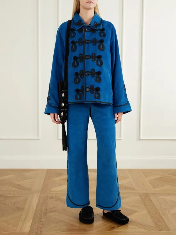 BODE Stagecoach Embellished Embroidered Cotton-corduroy Jacket
