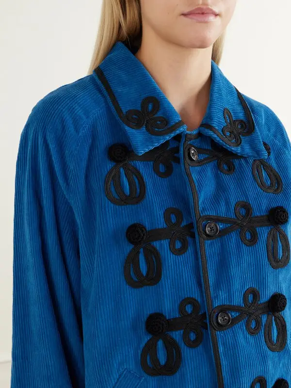 BODE Stagecoach Embellished Embroidered Cotton-corduroy Jacket
