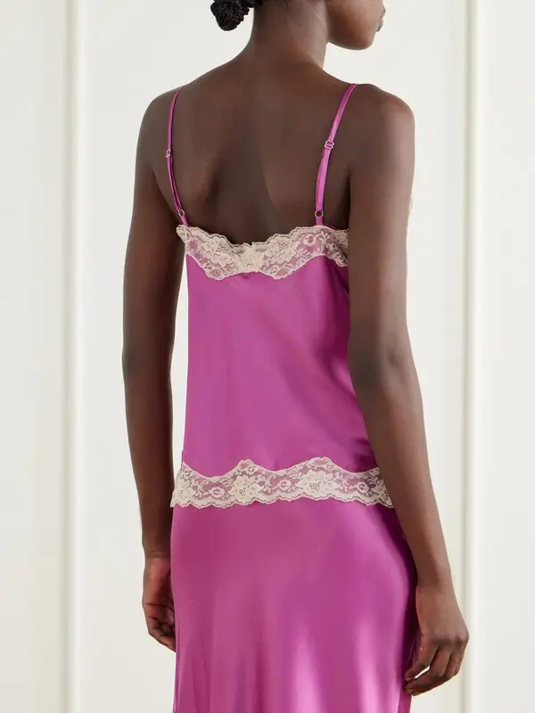 Anna Sui Lace-trimmed Satin Cami - Pink