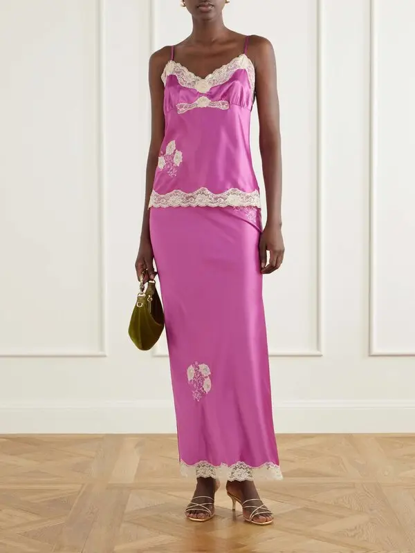 Anna Sui Lace-trimmed Satin Cami