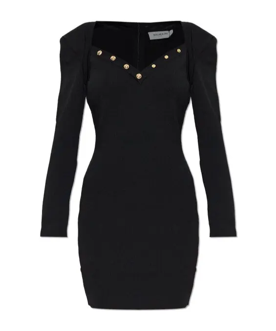 Balmain Long-sleeved Dress - Black