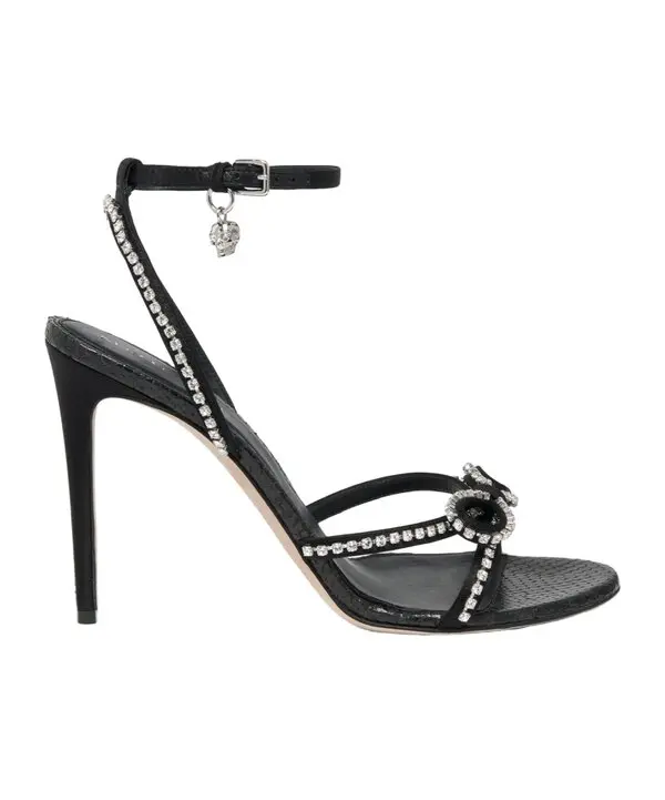 Alexander McQueen Crystal Bow Sandal - Black