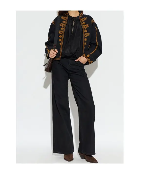 Isabel Marant Étoile Embroidered Zipup Cropped Jacket