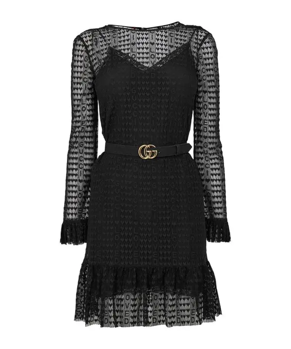 Gucci Jacquardmesh Longsleeve Mini Dress