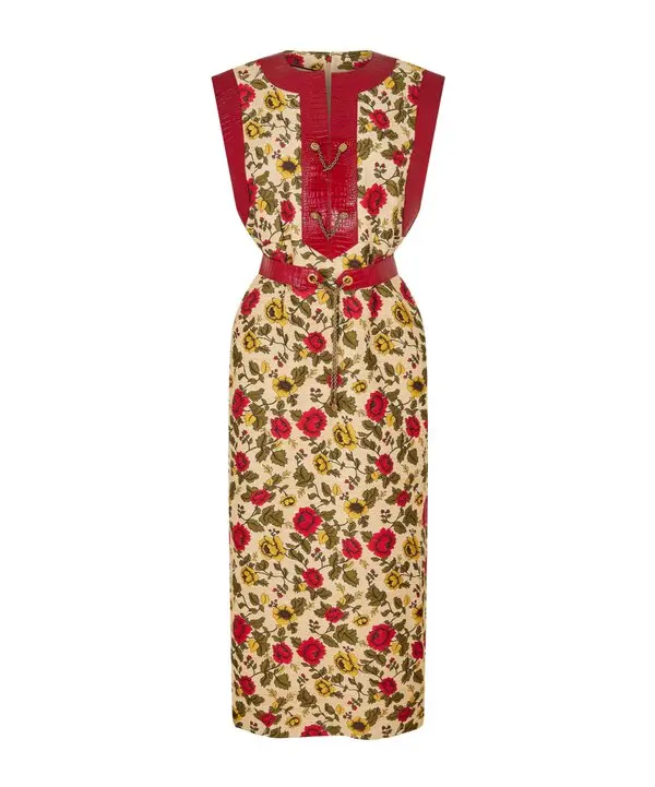 Gucci Vintage Floralprint Sleeveless Midi Dress