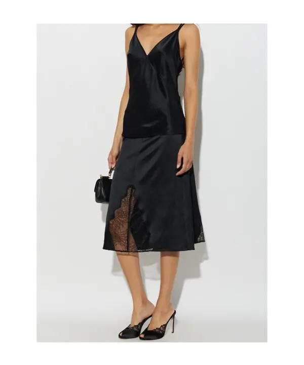 ANINE BING Mid-length Skirt With Slit Detail - Black