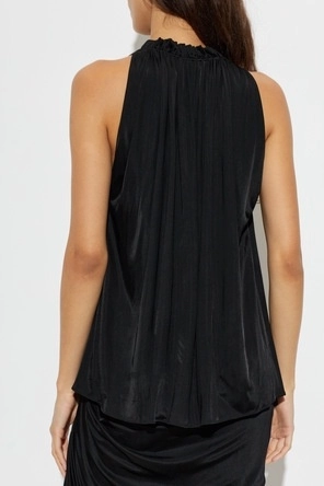 Balmain Flowy Pleated Knit Top - Black