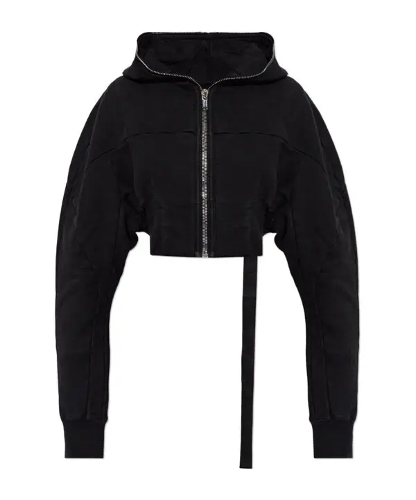 Rick Owens Cropped Zip-up Hoodie - Black
