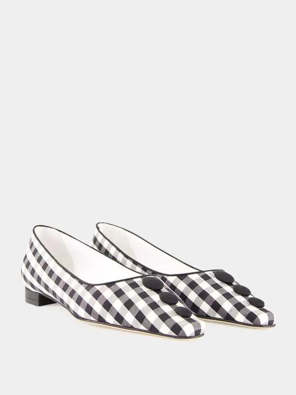 Manolo Blahnik Alexa Gingham Flat Pumps