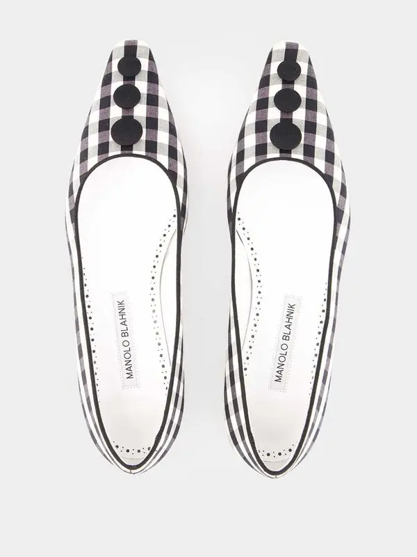 Manolo Blahnik Alexa Gingham Flat Pumps